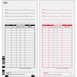 Lathem 7000E Double-Sided Time Cards - LTHE7100 - Shoplet.com