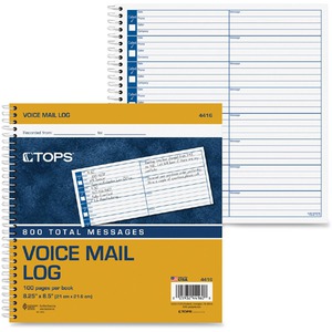 TOPS Spiral Bound Voice Message Log Book - TOP4416 - Shoplet.com