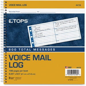 TOPS Spiral Bound Voice Message Log Book - TOP4416 - Shoplet.com