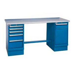 Nexel Global Industrial 60x30 Square Plastic Pedestal Workbench with 5 ...