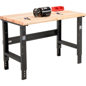 Global Industrial Adjustable Height Workbench 48 x 36"" Maple Safety ...
