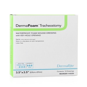 Foam Dressing DermaFoam® Tracheostomy 3-1/2 X 3-1/2 Inch Fenestrated ...