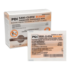 Pdi Inc. Sani-Cloth Bleach Germicidal Disposable Wipe, Large Individual ...