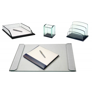 Storex Glass Crystal Desk Accessories, Four Piece Set - STX70199U01C ...