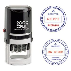 Cosco Custom 2000 plus r40 self-inking two-color date/time custom stamp ...