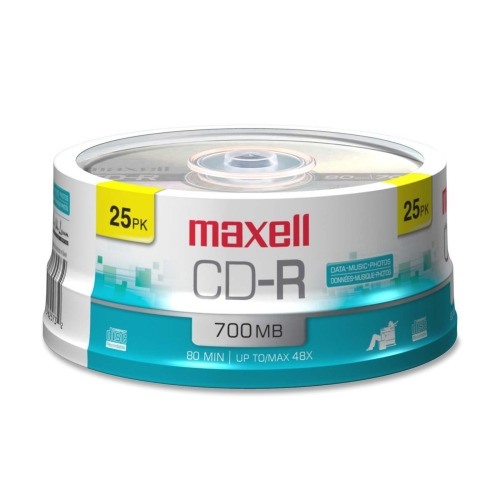 Maxell CD Recordable Media - CD-R - 48x - 700 MB - 25 Pack Spindle ...