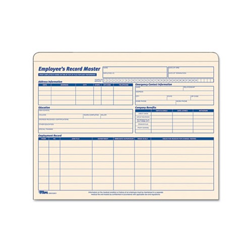 Tops Employee Record Master File Jacket - TOP32801 - Shoplet.com