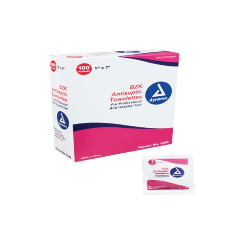 Dynarex BZK Antiseptic Towelette 5 x 7 - DX1303 - Shoplet.com