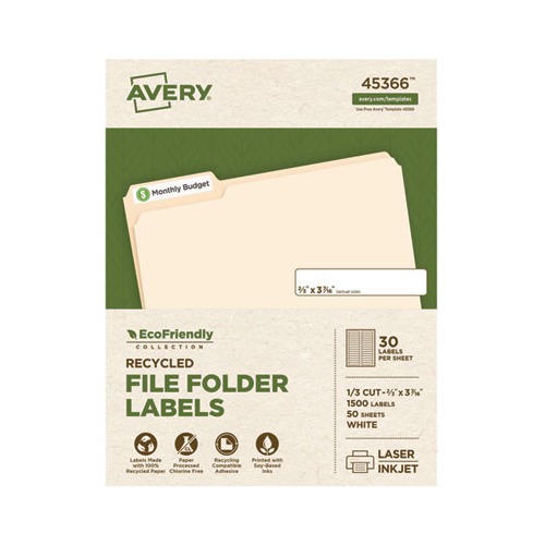 Avery EcoFriendly Permanent File Folder Labels - AVE45366 - Shoplet.com