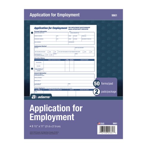Adams Employment Applications - ABF9661 - Shoplet.com