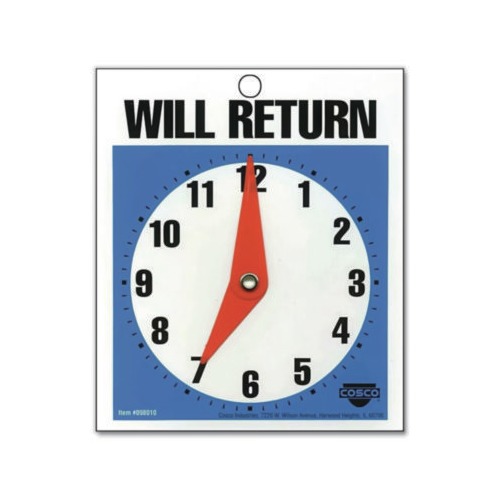 Headline Signs Double-Sided Open/Will Return Sign with Clock Hands ...