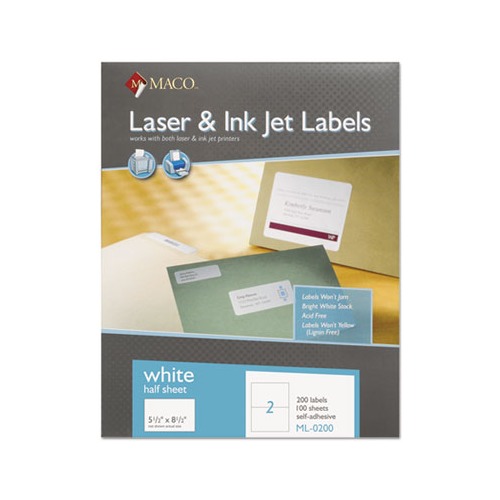 Maco White Laser/Inkjet Internet Shipping Labels - MACML0200 - Shoplet.com