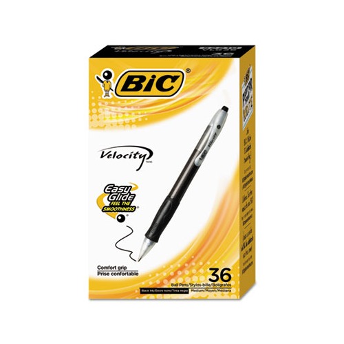 BIC Velocity Easy Glide Ballpoint Pen Value Pack - BICVLG361BK ...