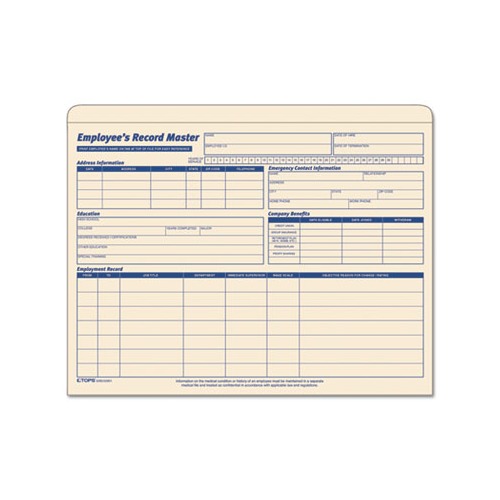Tops Employee Record Master File Jacket - TOP3280 - Shoplet.com
