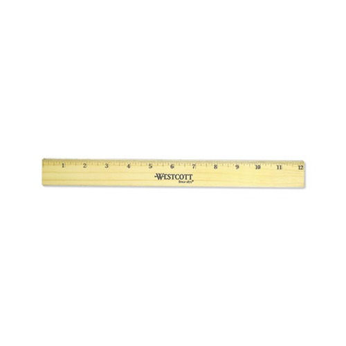 Westcott Flat Wood Ruler w/Two Double Brass Edges - ACM05221 - Shoplet.com
