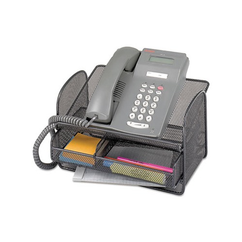 Safco Onyx Angled Mesh Steel Telephone Stand - SAF2160BL - Shoplet.com