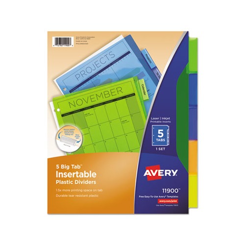 Avery Insertable Big Tab Plastic Dividers - AVE11900 - Shoplet.com Avery Insertable Big Tab Plastic Dividers - AVE11900 - Shoplet.com