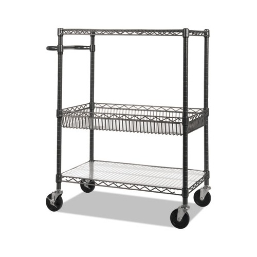 Alera Three-Tier Wire Cart with Basket - ALESW543018BA - Shoplet.com