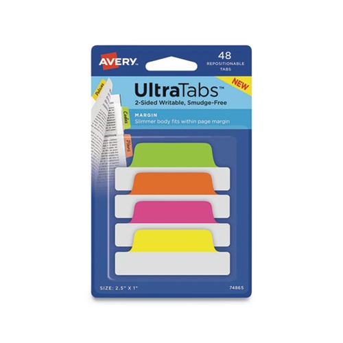 Avery Ultra Tabs Repositionable Margin Tabs - AVE74865 - Shoplet.com