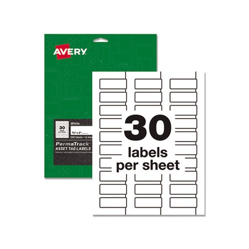 Avery PermaTrack Durable White Asset Tag Labels - AVE61526 - Shoplet.com