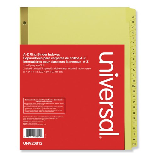 Universal Deluxe Preprinted Plastic Coated Tab Dividers with Black ...
