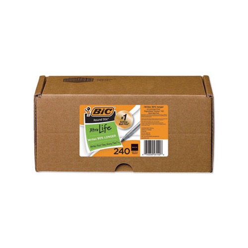 BIC Round Stic Xtra Life Ballpoint Pen Xtra Value Pack - BICGSM240BK ...