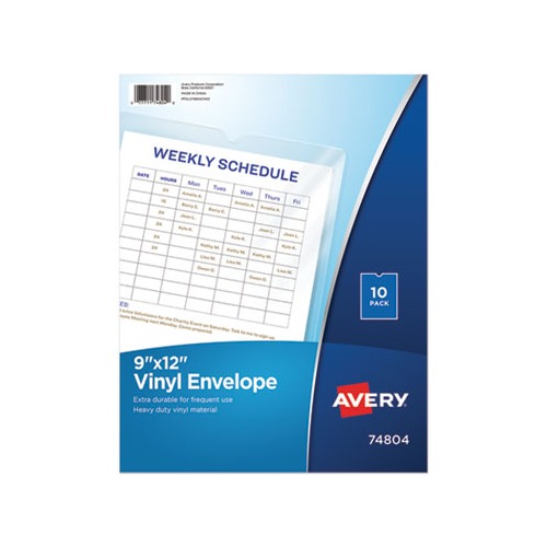 Avery Top-Load Clear Vinyl Envelopes w/Thumb Notch - AVE74804 - Shoplet.com