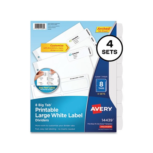 Avery Big Tab Printable Large White Label Tab Dividers - AVE2420615 ...