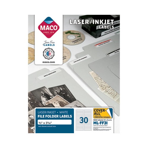 Maco Cover-All Opaque File Folder Labels - MACMLFF31 - Shoplet.com