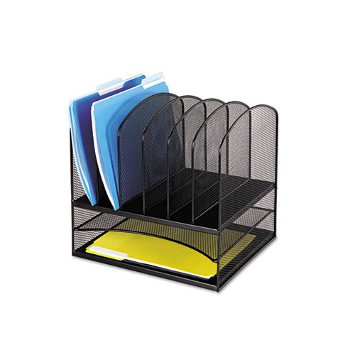 Safco Onyx Mesh Desk Organizer with Two Horizontal and Six Upright ...