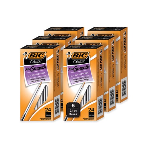 BIC Cristal Xtra Smooth Ballpoint Pen - BICMS144EBLK - Shoplet.com