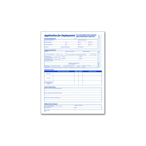 Adams Application For Employment - 4 Sided - Folded - ABF9288ABF ...