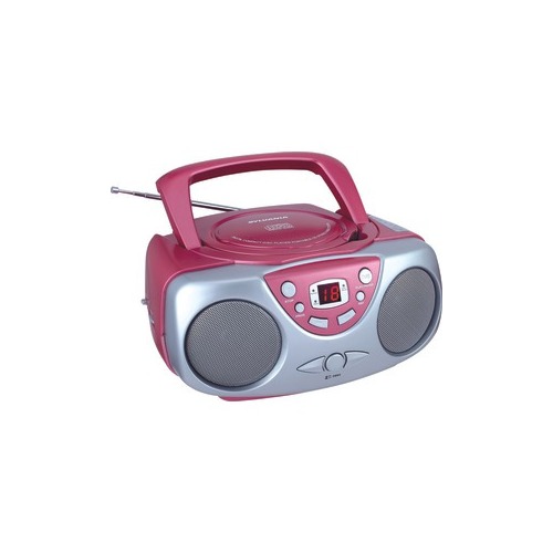 Sylvania(r) SYLVANIA SRCD243M PINK Portable CD Boom Box with AM FM ...