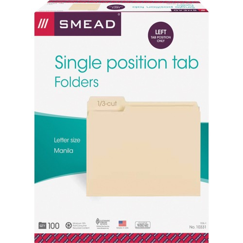 Smead File Folders with Single-Ply Tab - SMD10331 - Shoplet.com