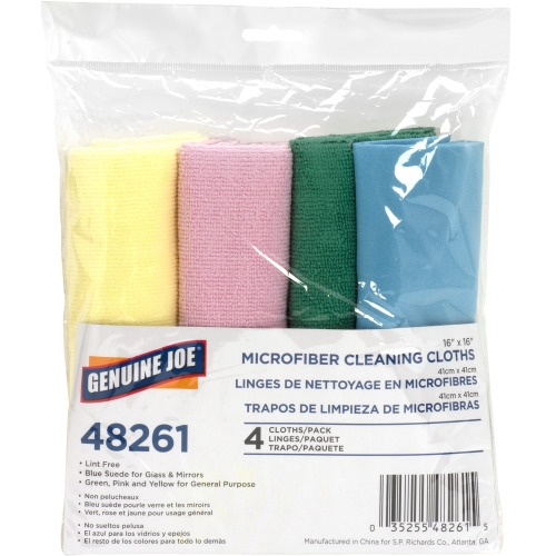 Genuine Joe Color-coded Microfiber Cleaning Cloths - GJO48261 - Shoplet.com