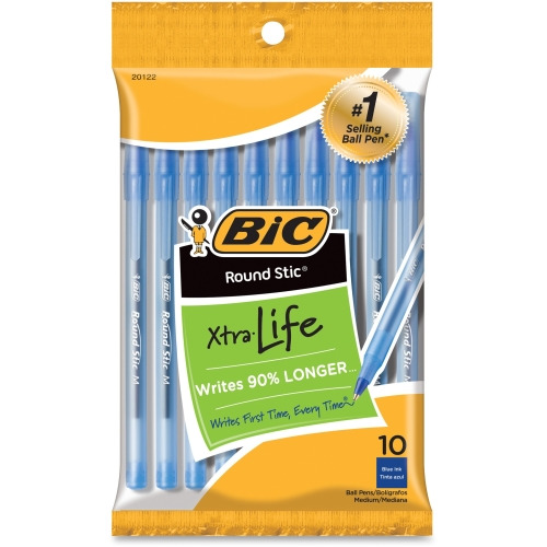 BIC Round Stic Ballpoint Pens - BICGSMP101BE - Shoplet.com