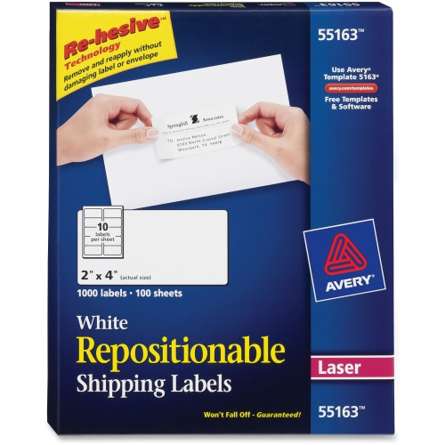 Avery Repositionable Labels, Sure Feed, 2" x 4" , 1,000 Labels (55163 ...