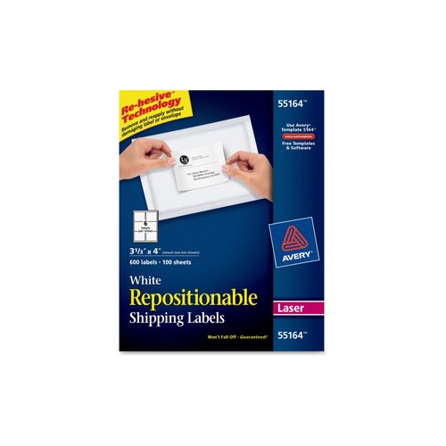 Avery Repositionable Labels, Sure Feed, 3-1/3"x4" , 600 Labels (55164 ...