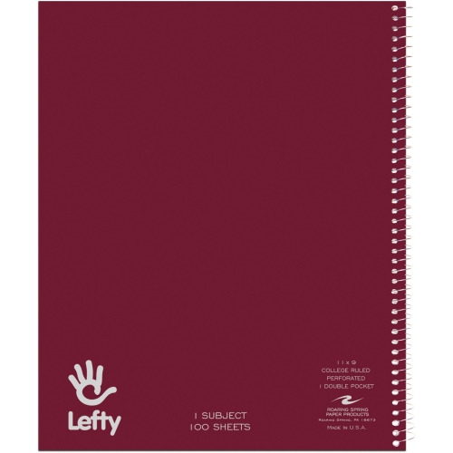 Roaring Spring Lefty 1 Subject College Ruled Left Handed Spiral ...