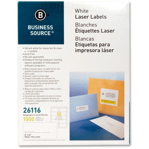 Business Source Bright White Premium-quality Shipping Labels - BSN26116 ...