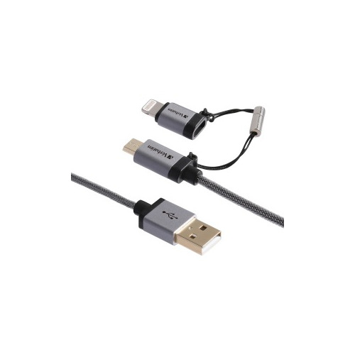 Verbatim Sync & Charge microUSB Cable with Lightning Adapter - 47 in ...
