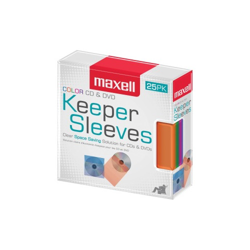 Maxell CD/DVD Keeper Sleeves - Color (25 Pack) - MAX190151 - Shoplet.com