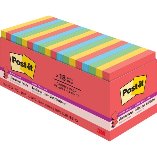 Post-it Super Sticky Dispenser Notes - Playful Primaries Color ...