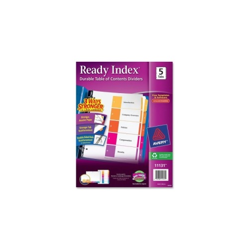 Avery Ready Index 5 Tab Dividers, Customizable TOC, 1 Set (11131 ...