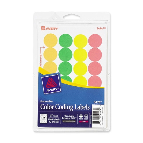 Avery Color Coded Label - AVE05474 - Shoplet.com