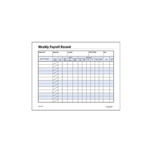 Socrates Weekly Payroll Record Form - SOMHR120 - Shoplet.com