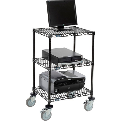 Nexel 3-Shelf Mobile Wire Printer Stand, 24"W x 18"D x 39"H, Black ...