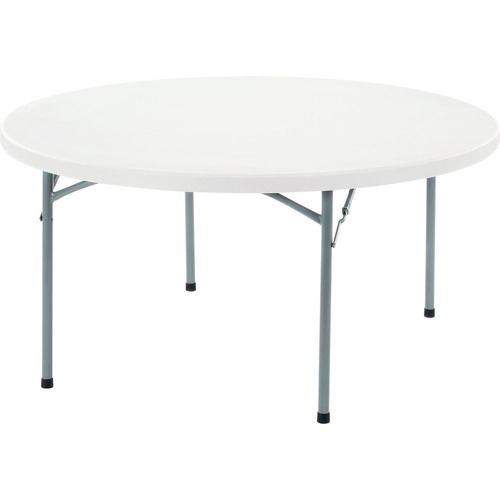 Interion 60" Round Plastic Folding Table, White - GLO256560 - Shoplet.com