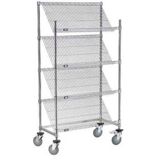 Nexel Slant Wire Shelving Suture Cart, 4 Shelves, 48"W x 18"L x 69"H ...
