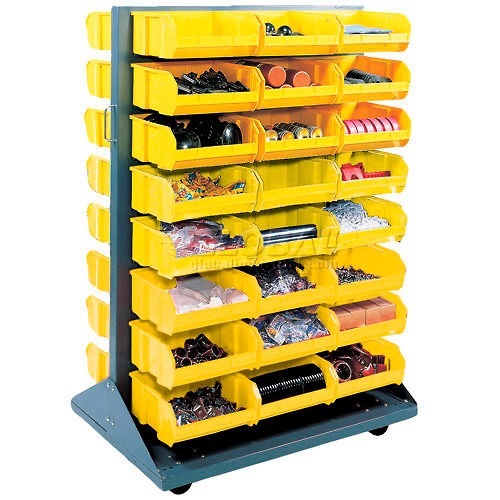 Nexel Global Industrial Mobile Floor Rack w/ 96(D) Yellow Bins, 36"W x ...